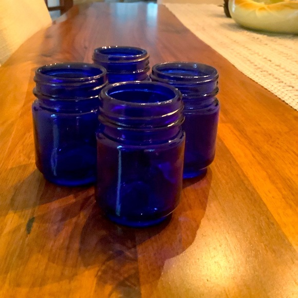 Vicks | Other | Vintage Set Of 4 Vicks Vapor Rub Blue Glass Jars | Poshmark